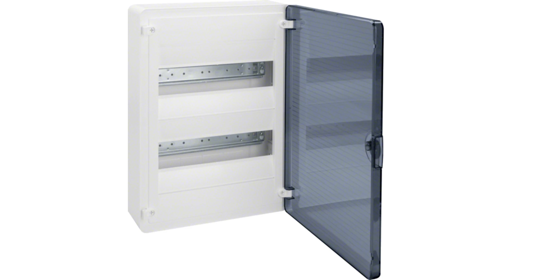 HAGER Golf kiselosztó, 2 soros, 24M, falon kívüli, átlátszó ajtó ...